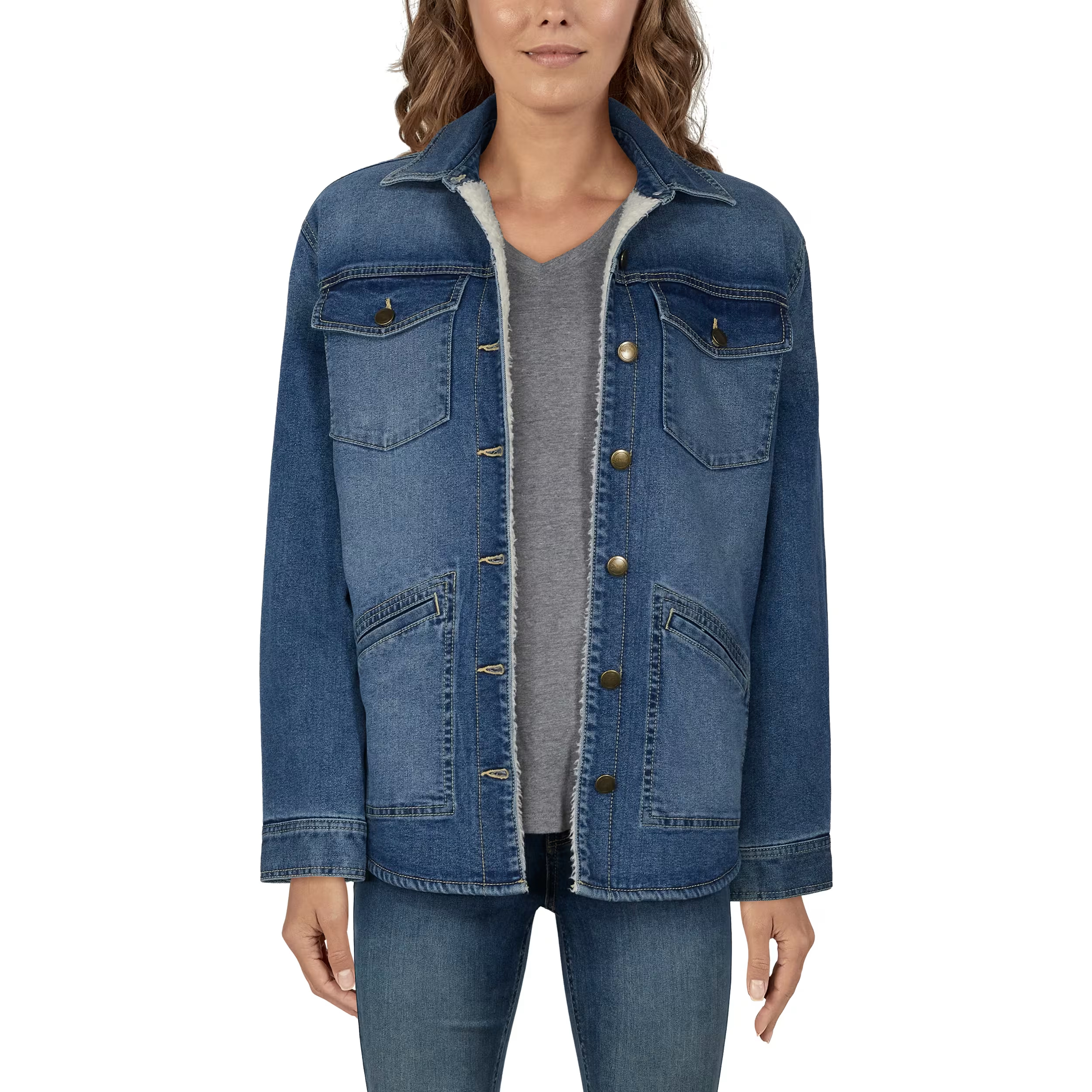 Natural Reflections Denim Sherpa Shirt Jacket for Ladies | Bass Pro Shops